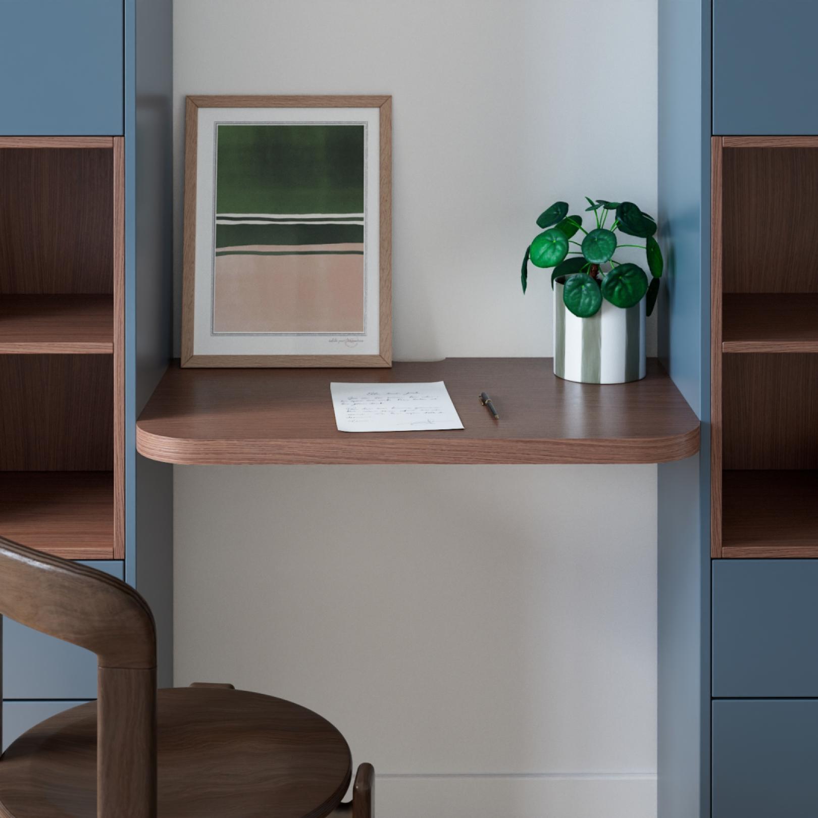 Natural Walnut Curved desk top | Plum Living