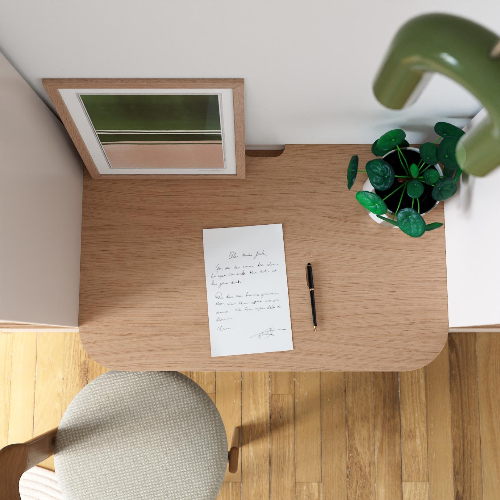 Natural oak Curved desk top | Plum Living