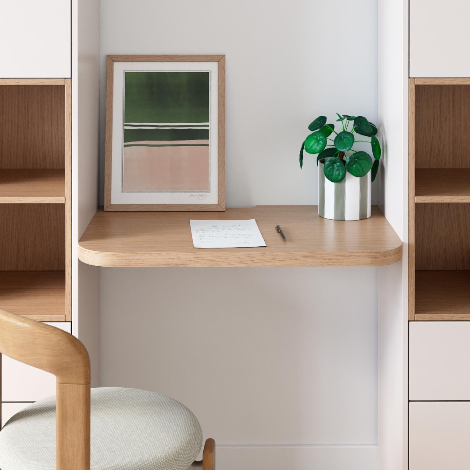Natural oak Curved desk top | Plum Living